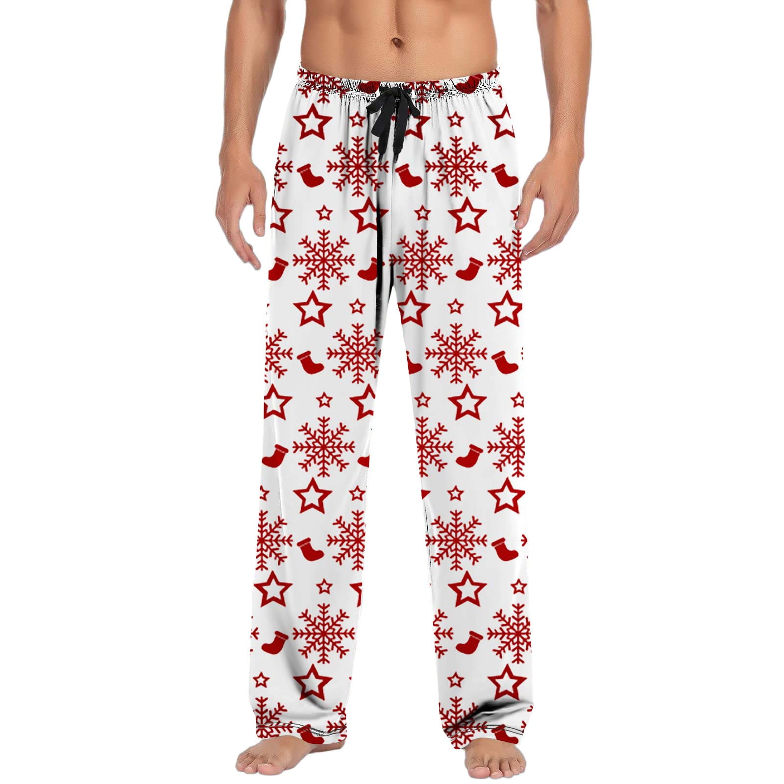 ASFGIMUJ Mens Christmas Mens Casual Pants Pajama Pants With Drawstring ...