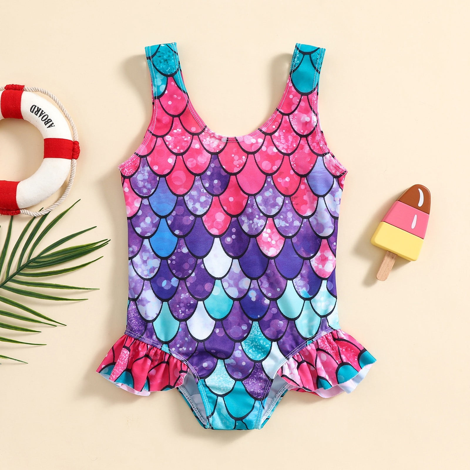 ASFGIMUJ Swimsuits For Girls Teens 1 Piece Swimwear Scale Dress Hot ...