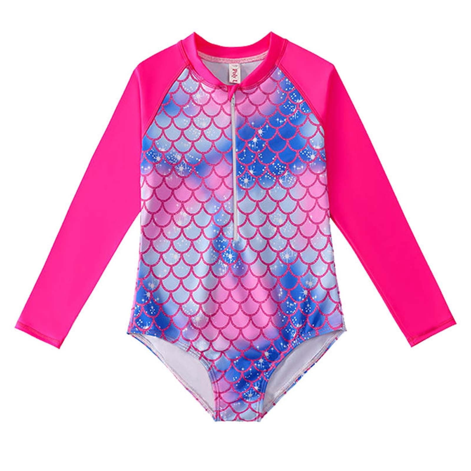ASFGIMUJ Toddler Swimsuit Girl 1 Piece Swimwear Long Sleeve Long Sleeve ...