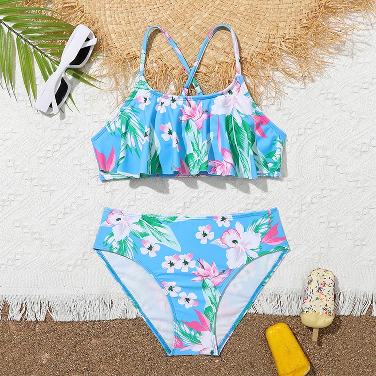 ASFGIMUJ Toddler Swimsuit Girl Alania Flounce Bikini Beach Sport Summer ...