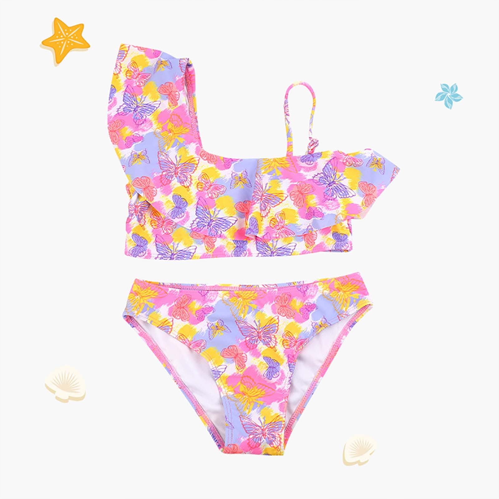 ASFGIMUJ Toddler Swimsuit Girl One Shoulder Bikini Vacation Beach ...