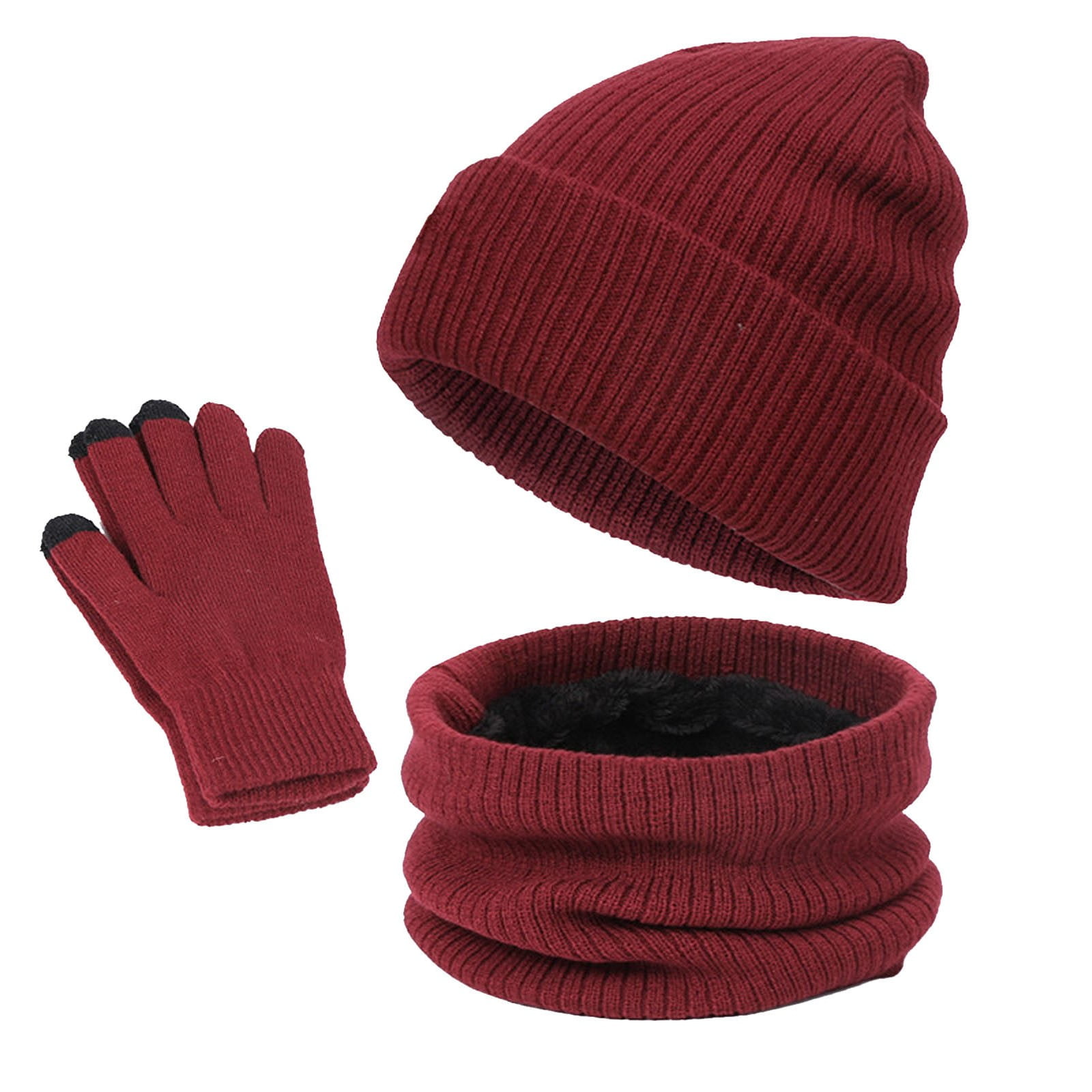 ASFGIMUJ Women&Men Autumn Winter Warm Cute Wool Hat Scarf Gloves ...