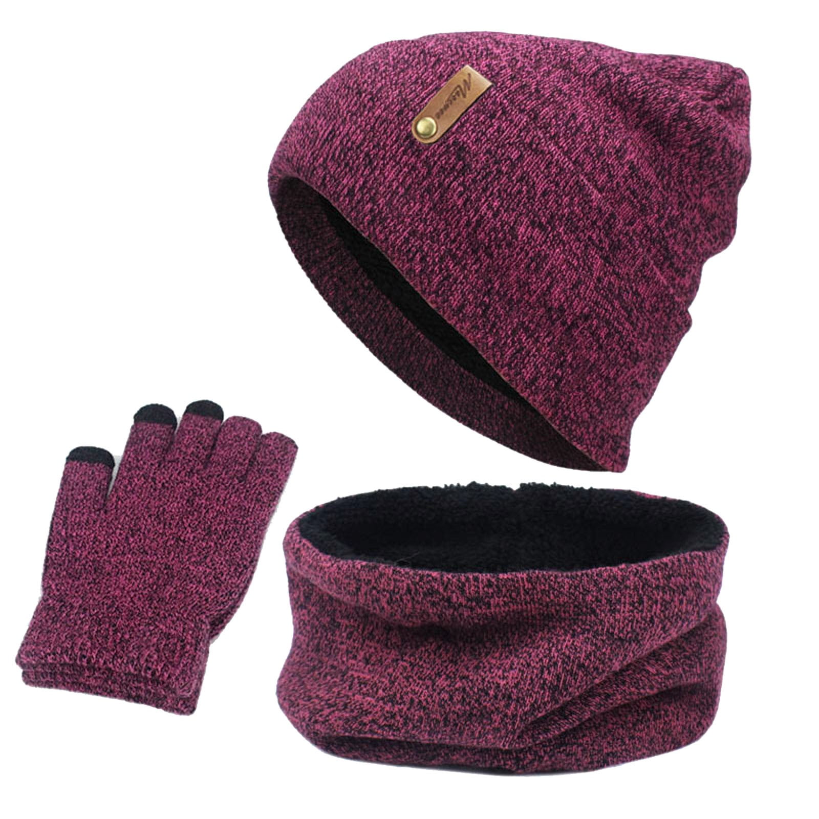 ASFGIMUJ Women&Men Autumn Winter Warm Wool Hat Scarf Gloves Slouchy ...