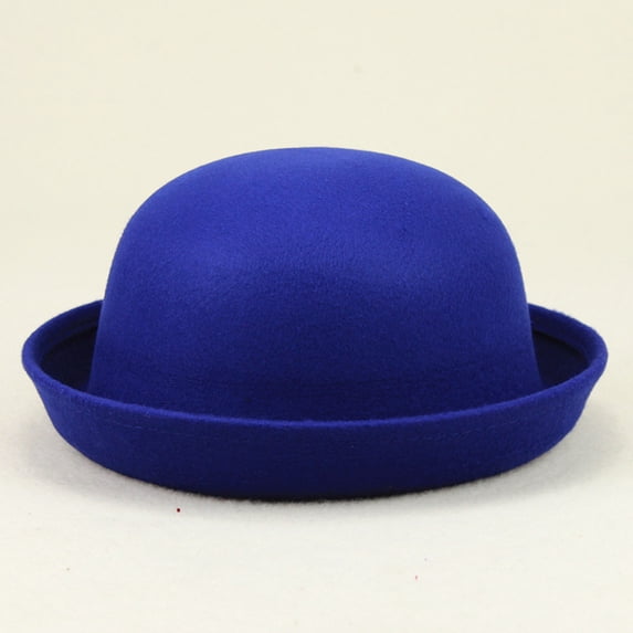 ASFGIMUJ Women's Vintage Bowler Hat Wool Felt Rolled Brim Derby Cap ...