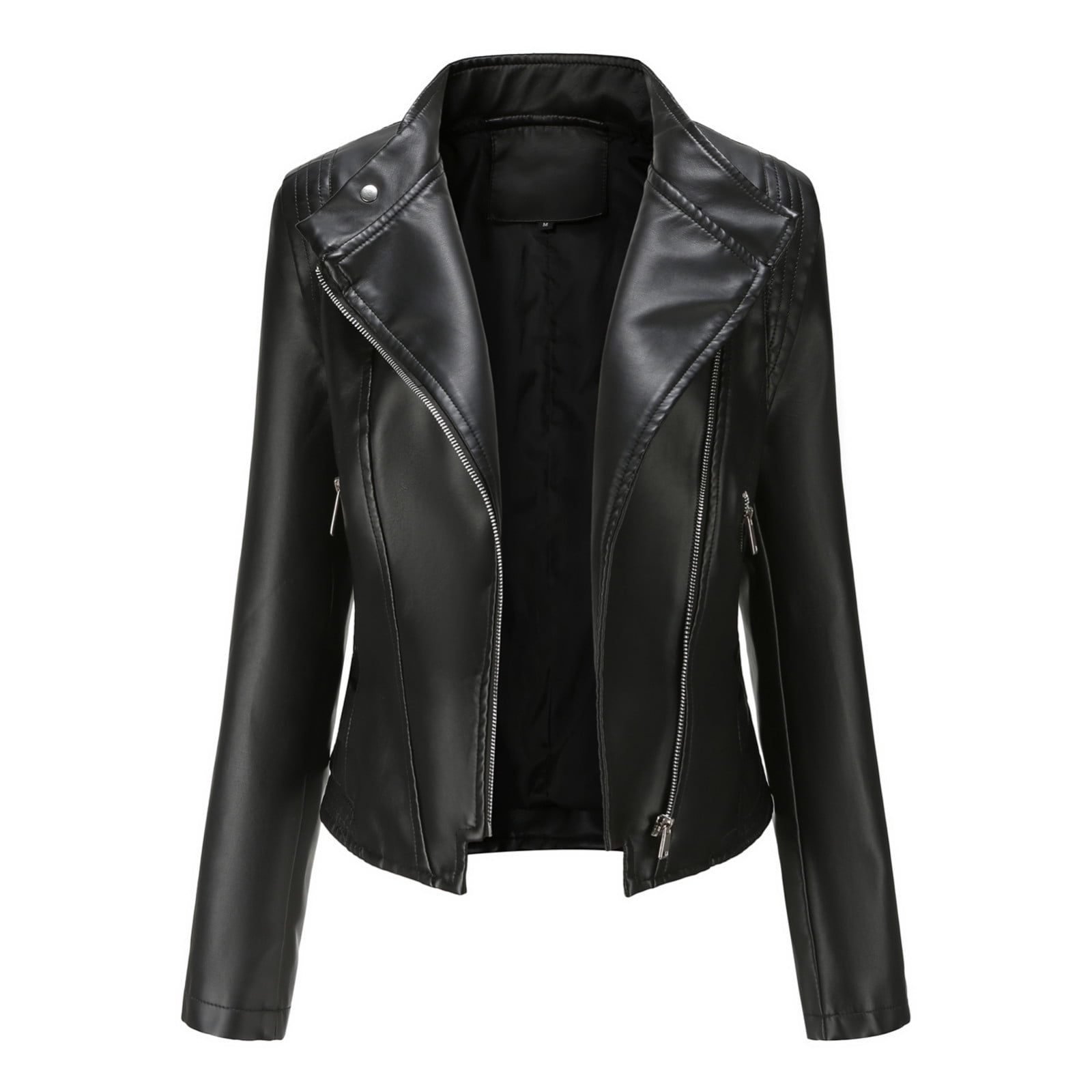 ASFGIMUJ Womens Leather Jackets Motorcycle Coat Short Lightweight ...