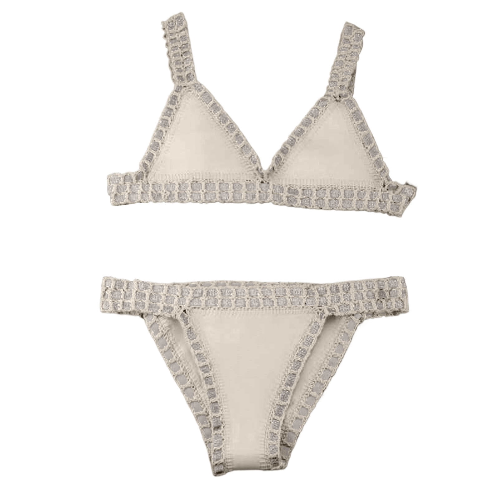 ASFGIMUJ Womens Swimsuits 2 Piece Knitted Seashell Triangle Bralette ...