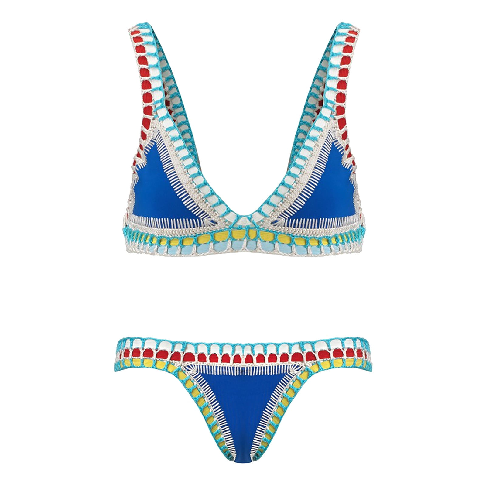 ASFGIMUJ Womens Swimsuits 2 Piece Knitted Seashell Triangle Bralette ...