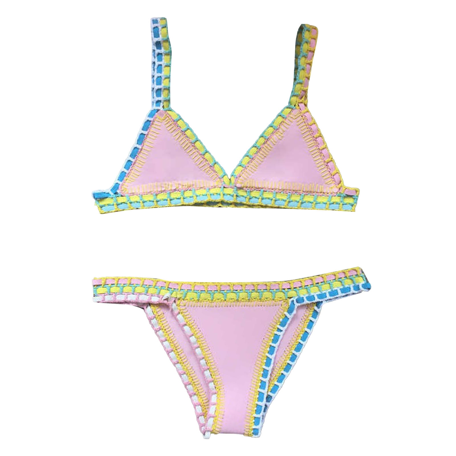 ASFGIMUJ Womens Swimsuits 2 Piece Knitted Seashell Triangle Bralette ...