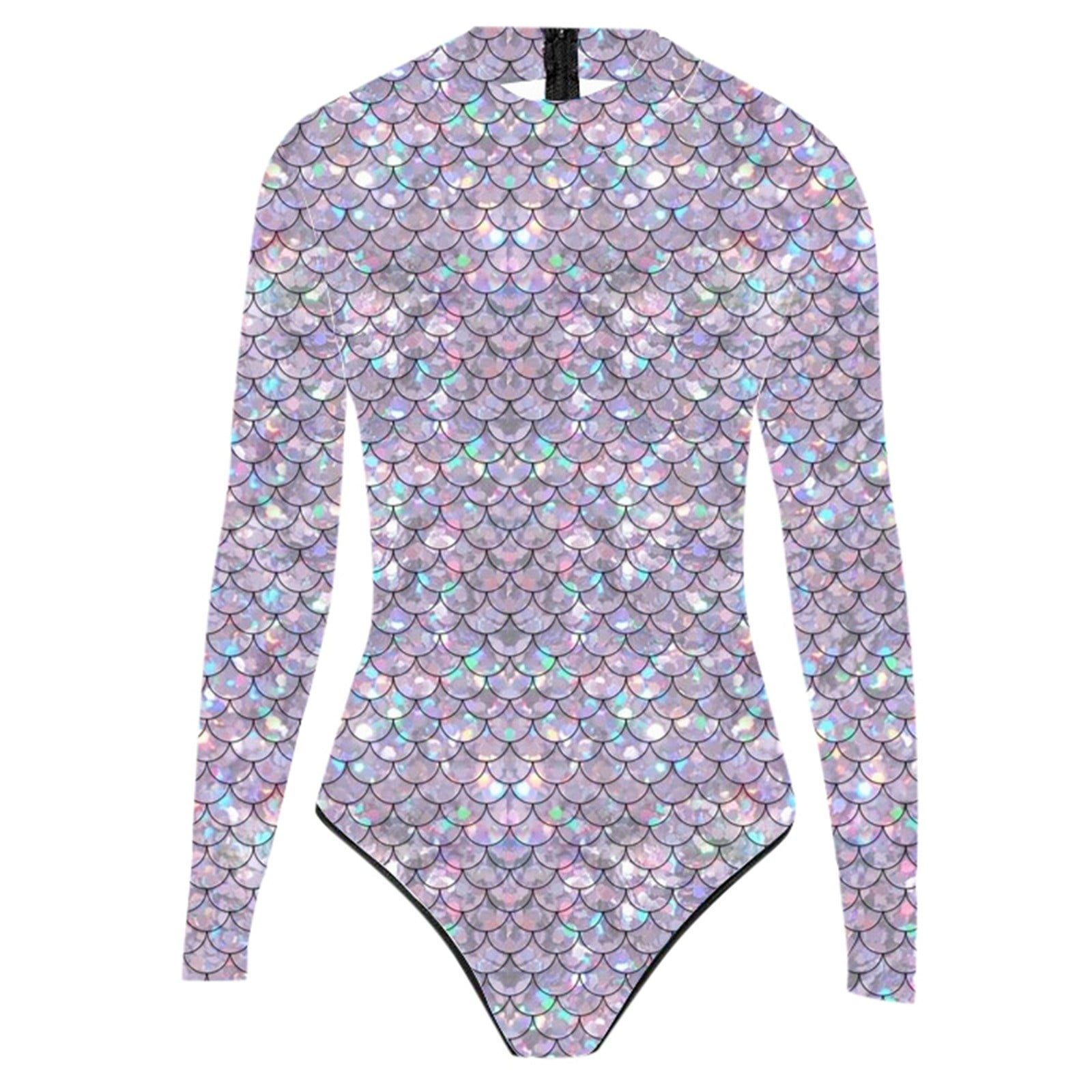 ASFGIMUJ Womens Swimsuits One Piece 3D Digital Print Fish Scale Long ...
