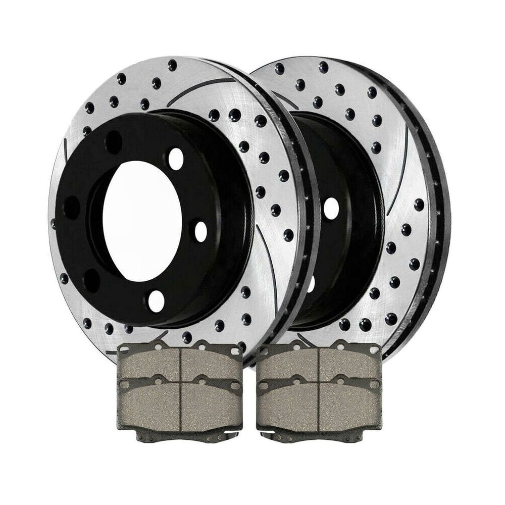 ASFIT-Autoparts 4pcs Ceramic Brake Pad Set 2pcs Drilled and Slotted ...