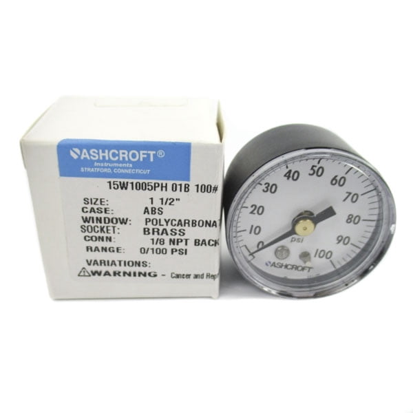 ASHCROFT 15W1005PH01B100# 1 1/2" 0-100PSI NSMP - Walmart.com