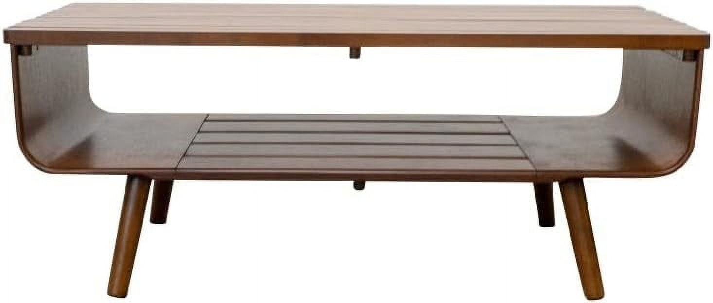 ASHCROFT Connor Mid-Century Modern Rectangular Solid Wood Coffee Table ...