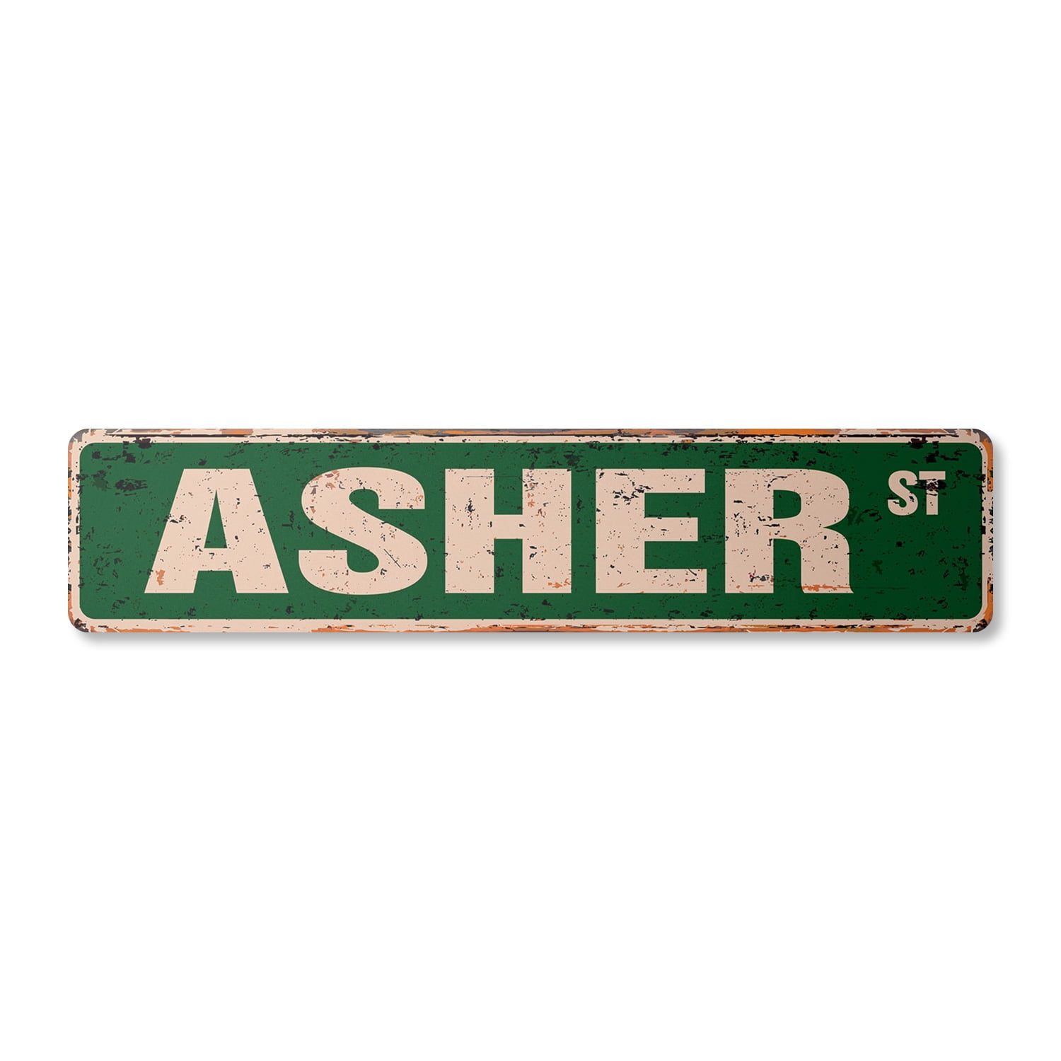 ASHER Vintage Plastic Street Sign Childrens Name Room Sign | Indoor ...