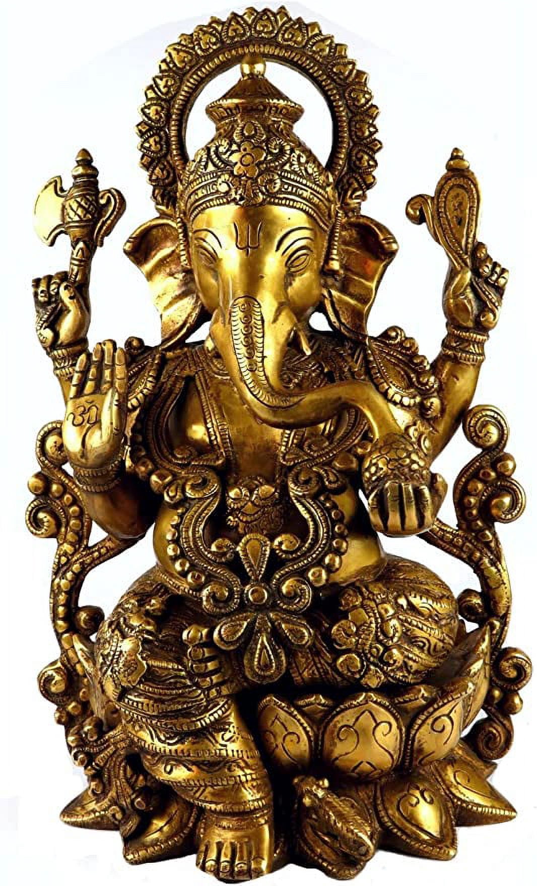 ASHIRWAD 13 inches Big Lord Ganesha Brass Statue Idol Sculpture Murti ...