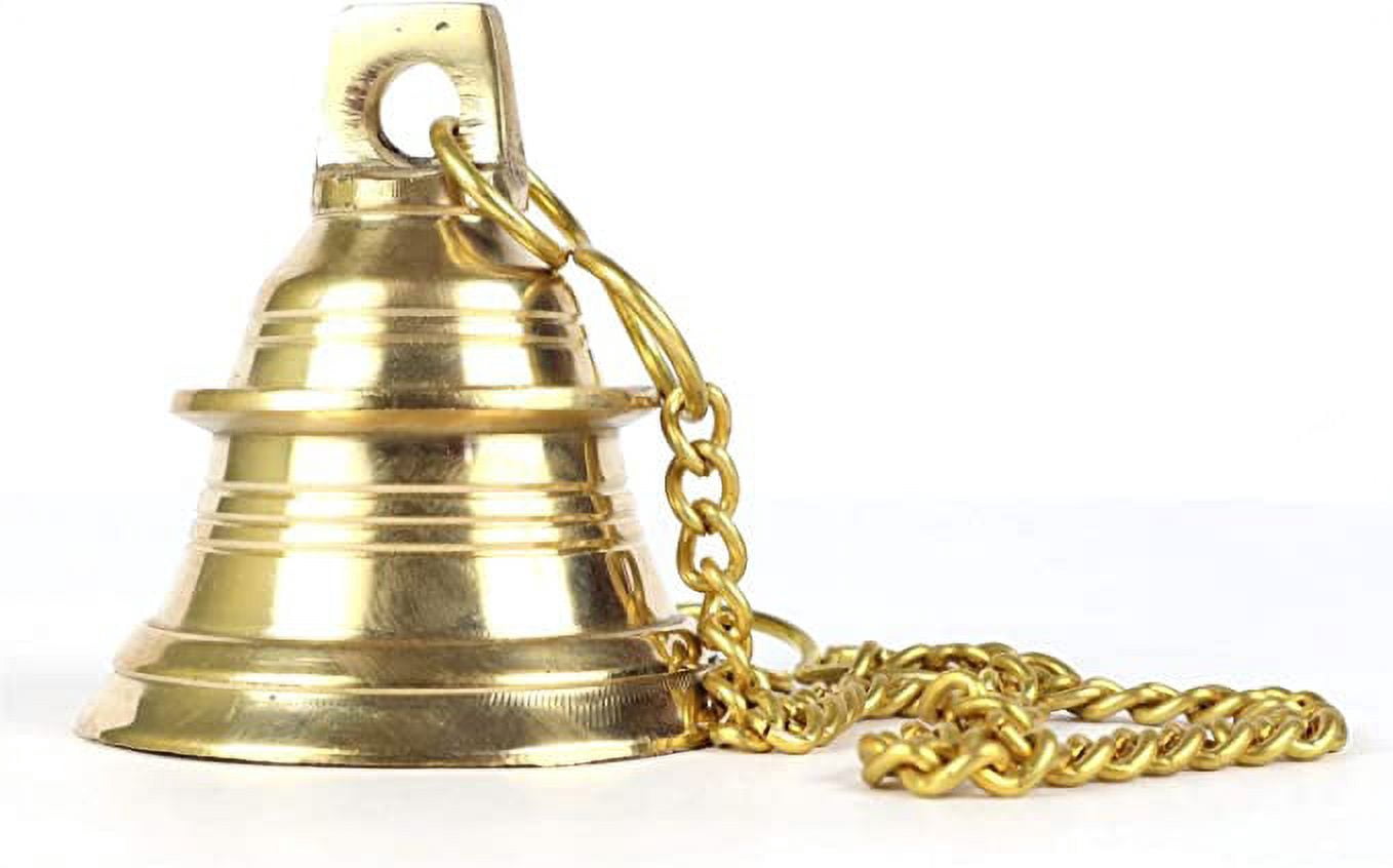 ASHIRWAD Brass Small Bell with 15 inches Chain for hanging at Temples ...