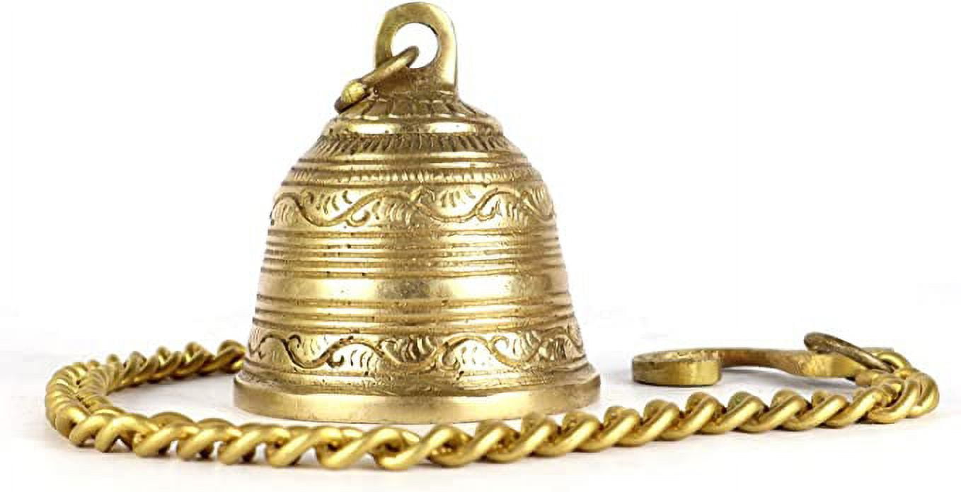 ASHIRWAD Brass Small Bell with 15 inches Chain for hanging at Temples ...