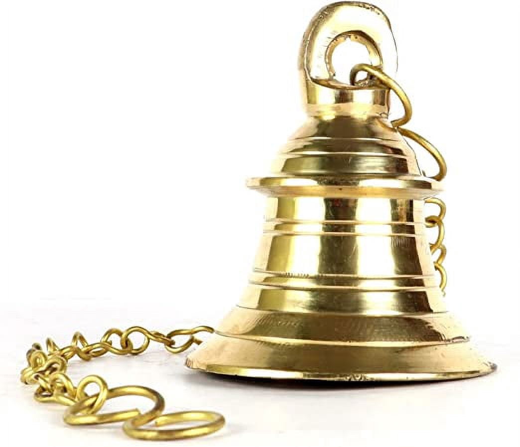 ASHIRWAD Brass Small Bell with 15 inches Chain for hanging at Temples ...