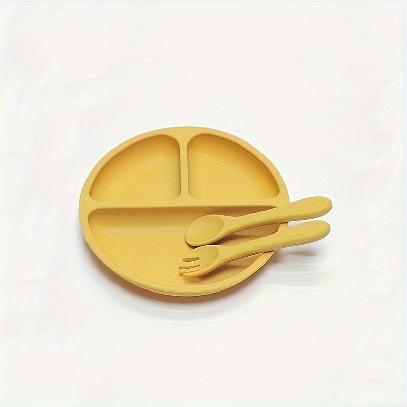 ASHJ 1pc Silicone Dinner Plate Four Reinforced Suction Cups Divided ...