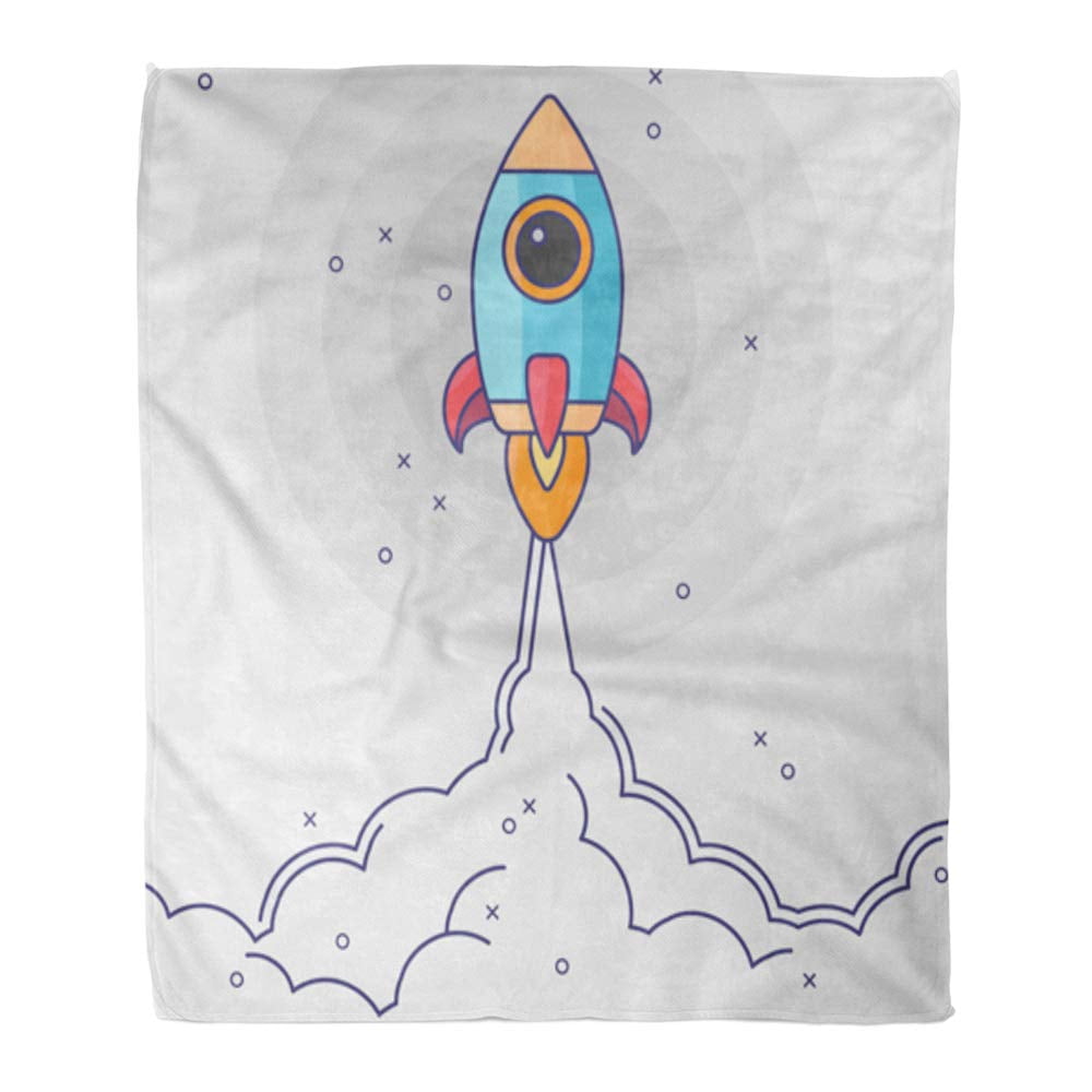 ASHLEIGH 50x60 inch Super Soft Throw Blanket Rocketship Minimalistic ...