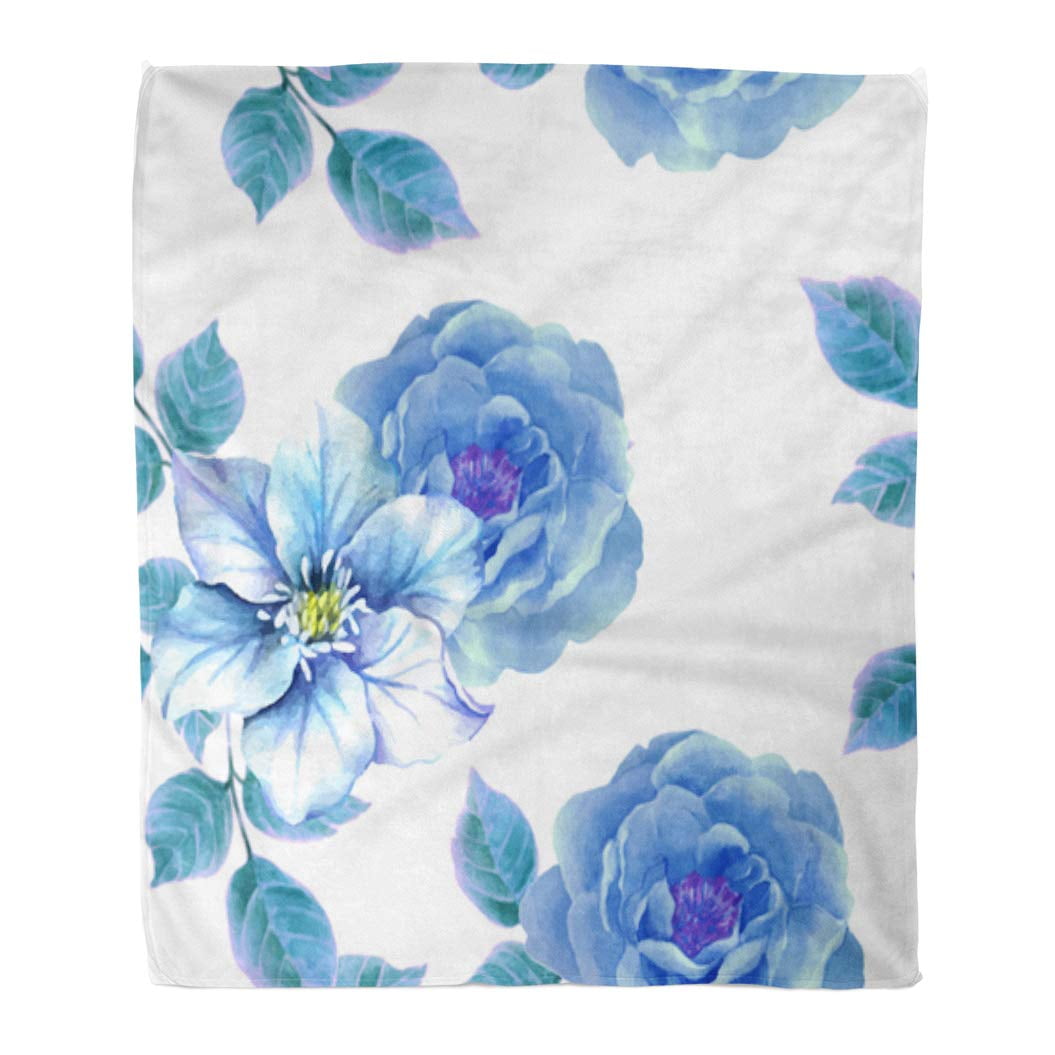 ASHLEIGH 58x80 inch Super Soft Throw Blanket Floral Watercolor Roses ...