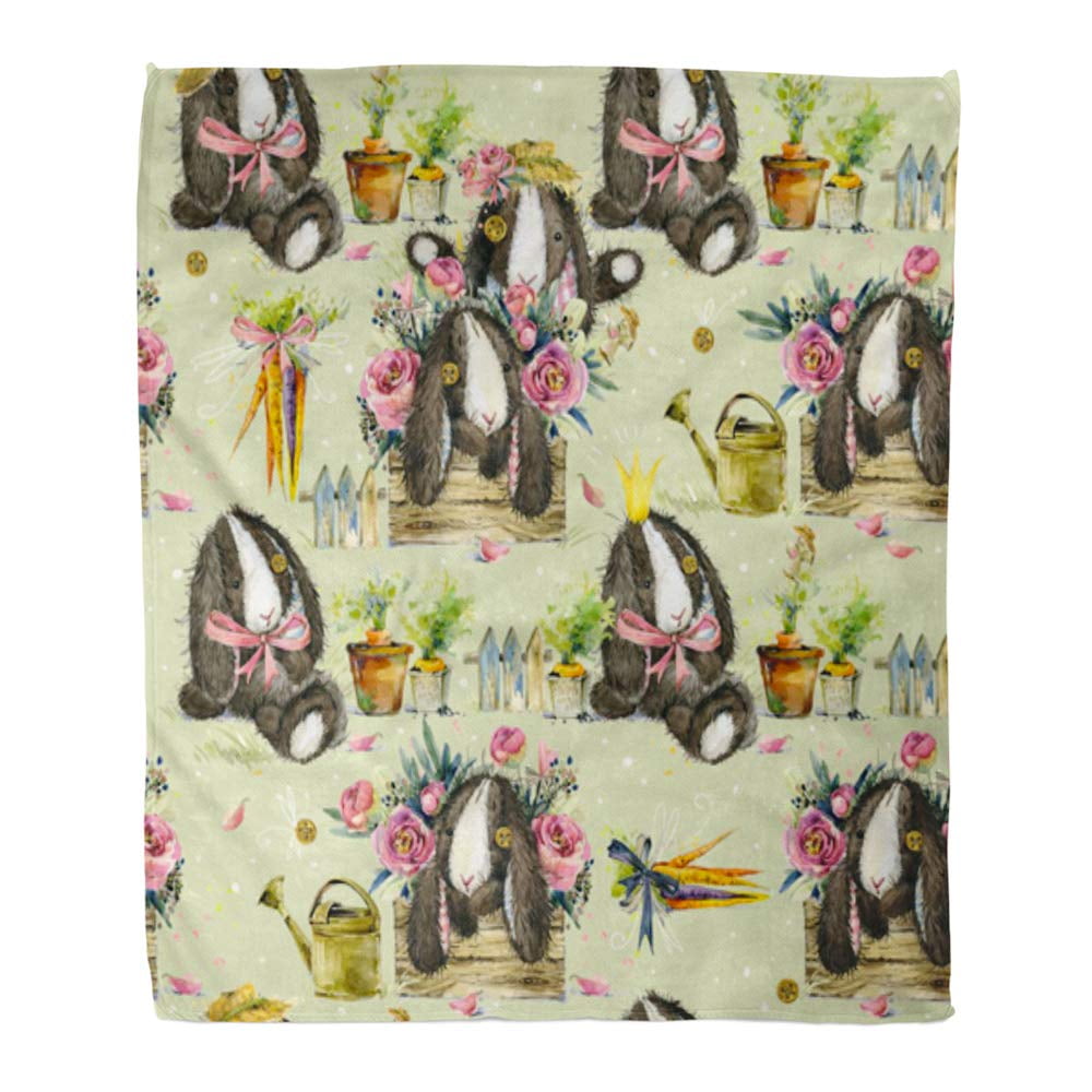 ASHLEIGH 58x80 inch Super Soft Throw Blanket Flower Cute Bunny ...