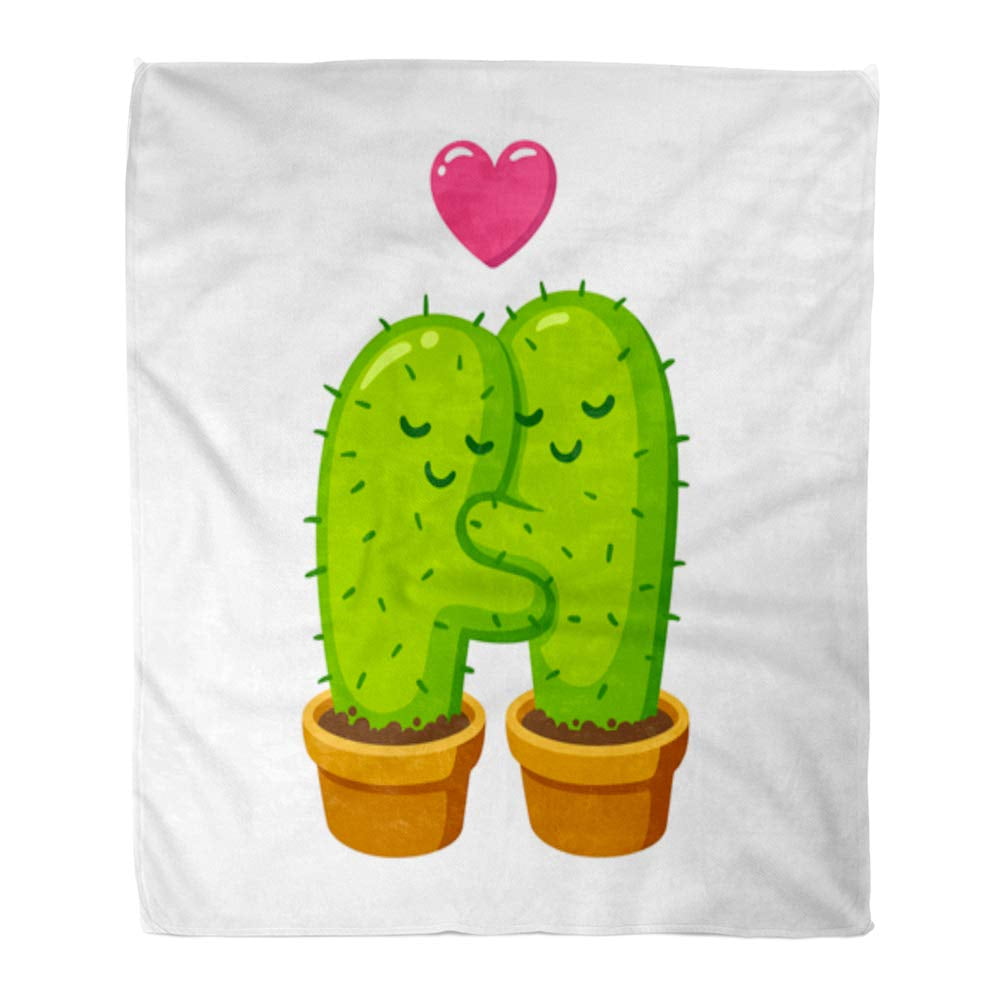 ASHLEIGH 58x80 inch Super Soft Throw Blanket Green Adorable Cactus Hug ...