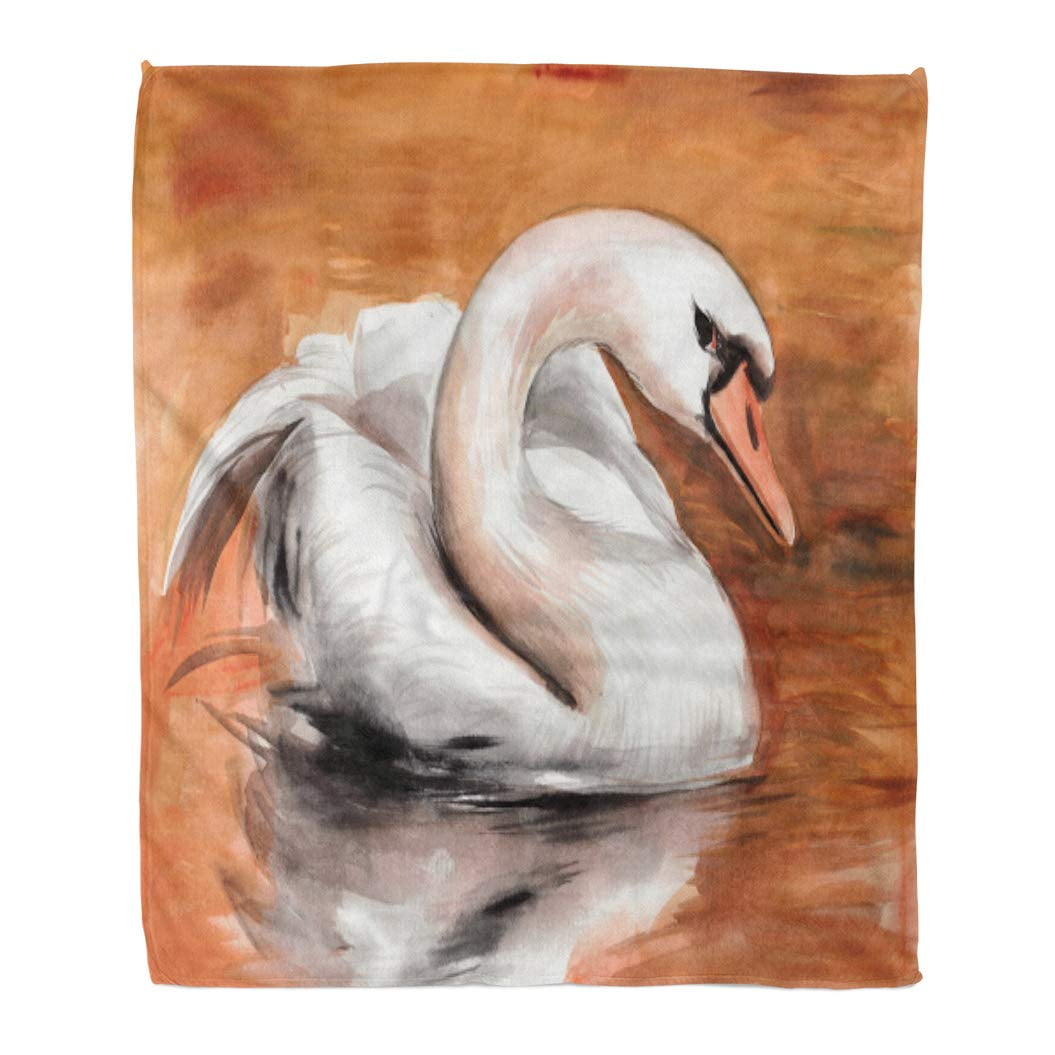ASHLEIGH 58x80 inch Super Soft Throw Blanket Orange Swan on The Water ...