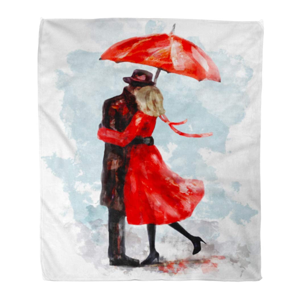 ASHLEIGH 58x80 inch Super Soft Throw Blanket Romantic Couple Under Red ...