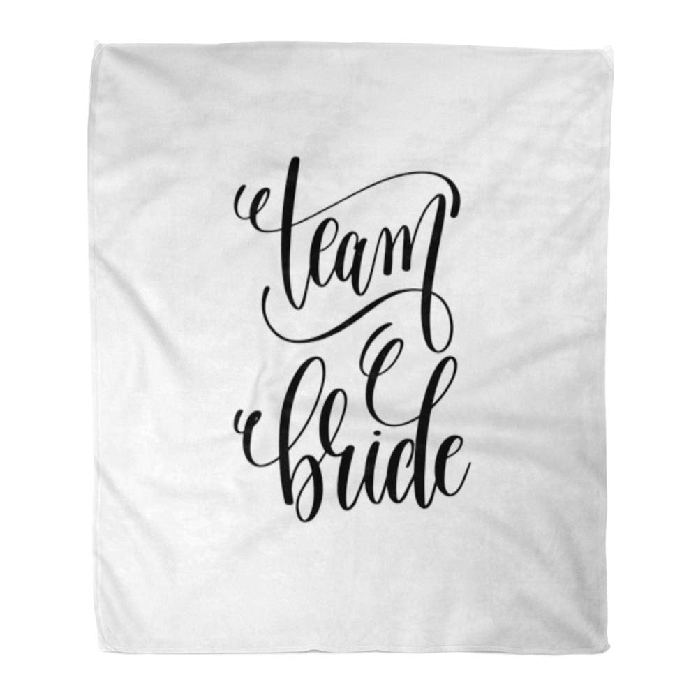ASHLEIGH 58x80 inch Super Soft Throw Blanket Team Bride Black and White ...