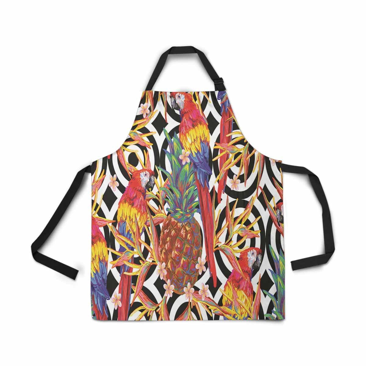 ASHLEIGH Adjustable Bib Apron for Women Men Girls Chef with Pockets Summer Jungle Pattern Parrot ...
