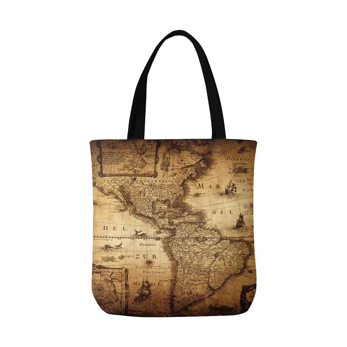 ASHLEIGH Antique American Map Historical Art Canvas Tote Bags Reusable ...