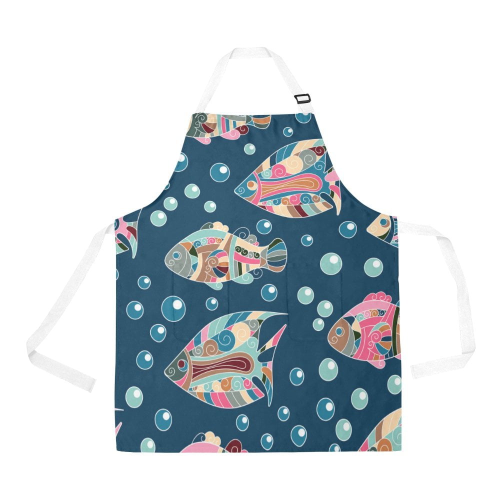ASHLEIGH Aprons Colored Zentangle Doodle Fishes Apron Women Men Aprons ...