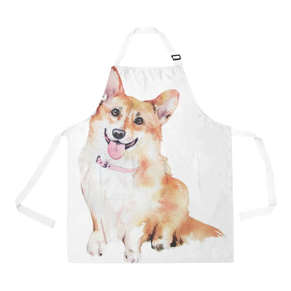 ASHLEIGH Aprons Corgi Dog Apron Women Men Aprons With Two Pockets For ...