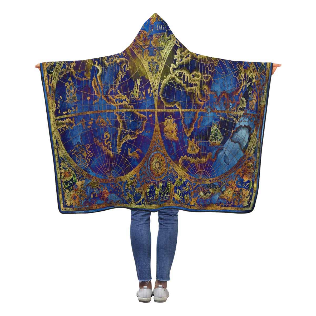 ASHLEIGH Blue World Map Hooded Throw Blanket 50x60 inches Kids Girls ...