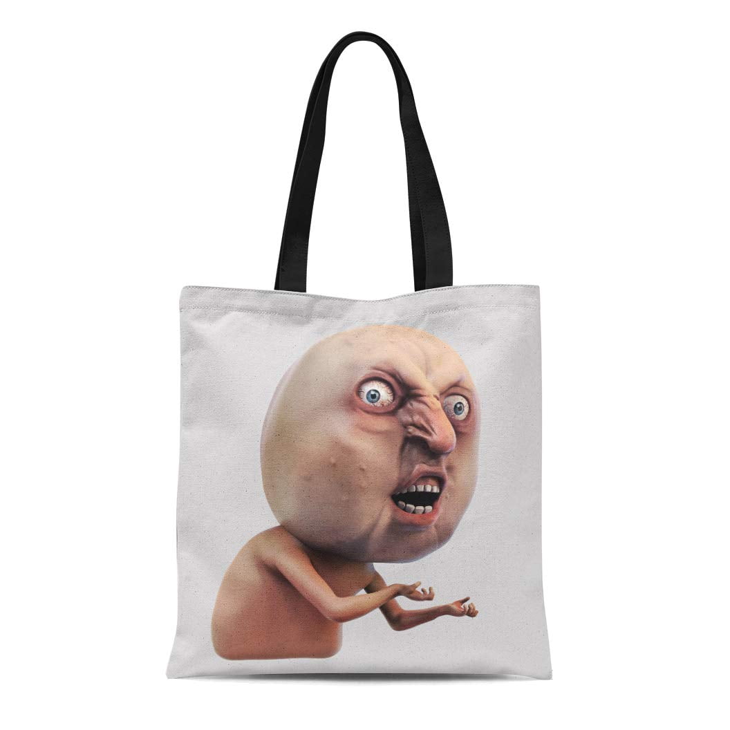 ASHLEIGH Canvas Bag Resuable Tote Grocery Shopping Bags Angry 3D ...