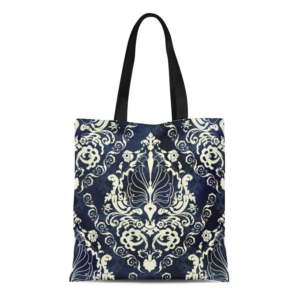 ASHLEIGH Canvas Bag Resuable Tote Grocery Shopping Bags Antique Damask ...