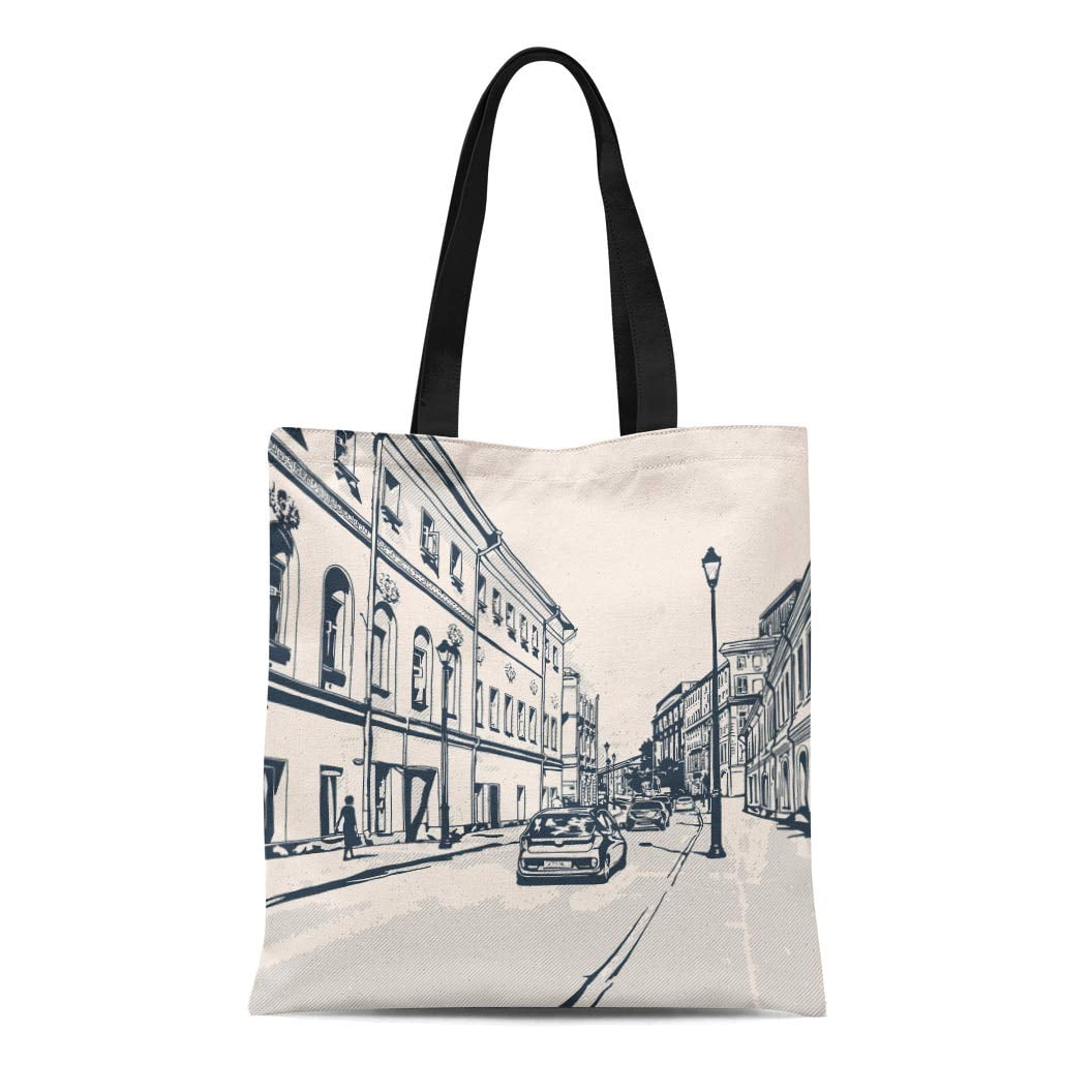 ASHLEIGH Canvas Bag Resuable Tote Grocery Shopping Bags Architecture ...