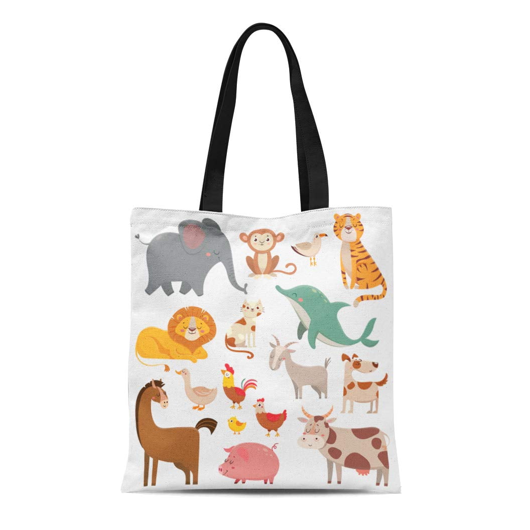 ASHLEIGH Canvas Bag Resuable Tote Grocery Shopping Bags Child Cartoons ...