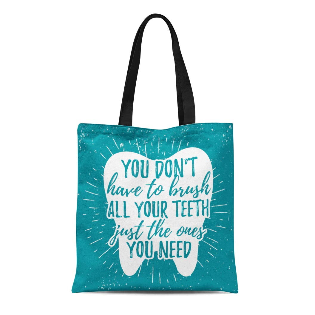 ASHLEIGH Canvas Tote Bag Dental Care Motivational Dentist Day Lettering ...