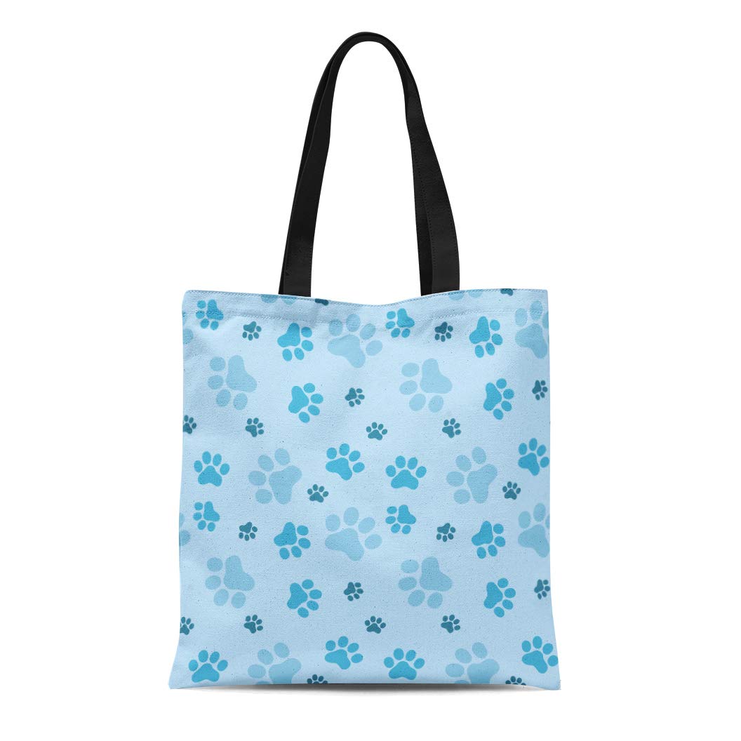 ASHLEIGH Canvas Bag Resuable Tote Grocery Shopping Bags Dog Pattern of ...