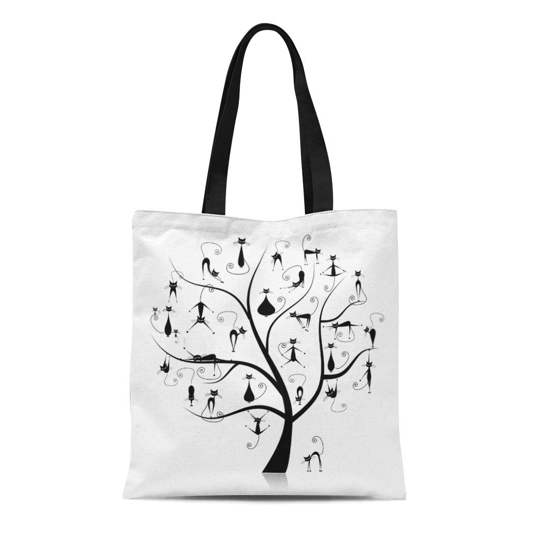 ASHLEIGH Canvas Bag Resuable Tote Grocery Shopping Bags Drawing Family ...