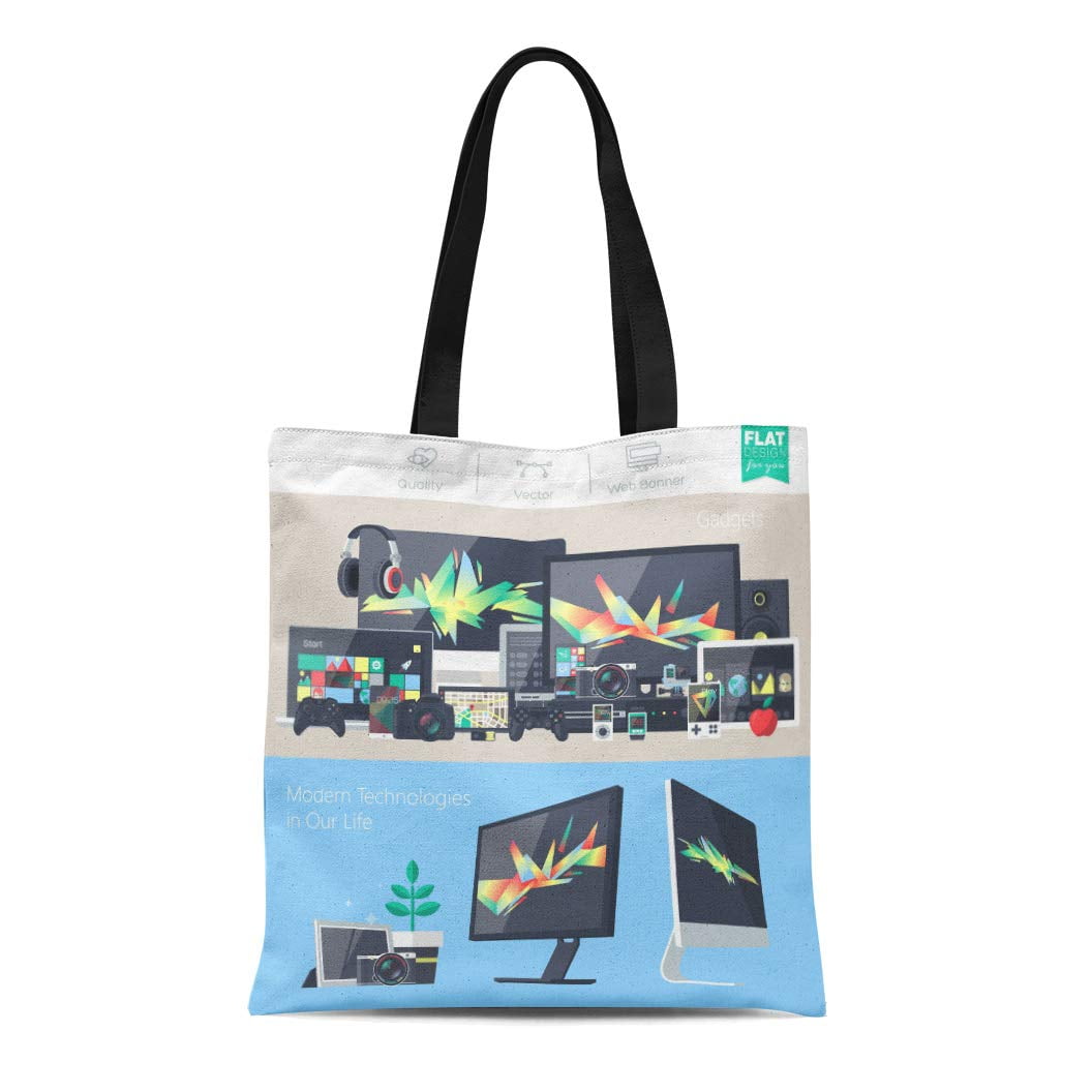 ASHLEIGH Canvas Bag Resuable Tote Grocery Shopping Bags Flat Gadgets ...