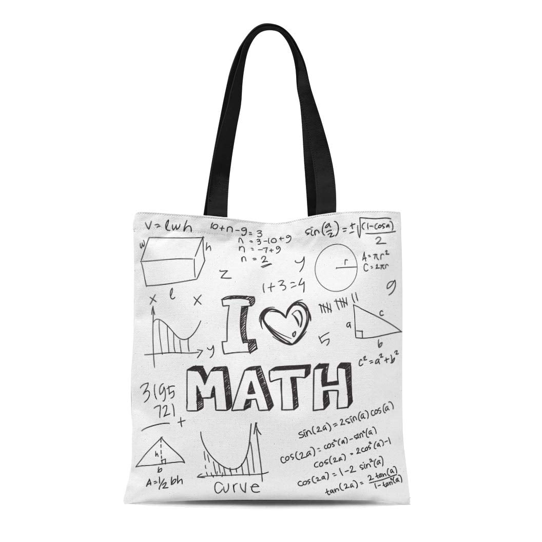 ASHLEIGH Canvas Bag Resuable Tote Grocery Shopping Bags Graphic of Math ...