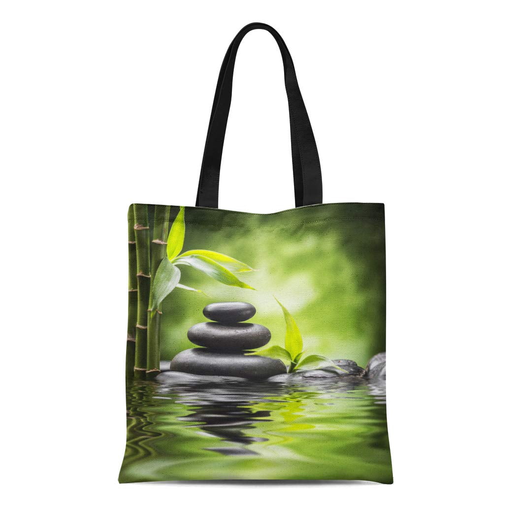ASHLEIGH Canvas Bag Resuable Tote Grocery Shopping Bags Green Spa Zen ...