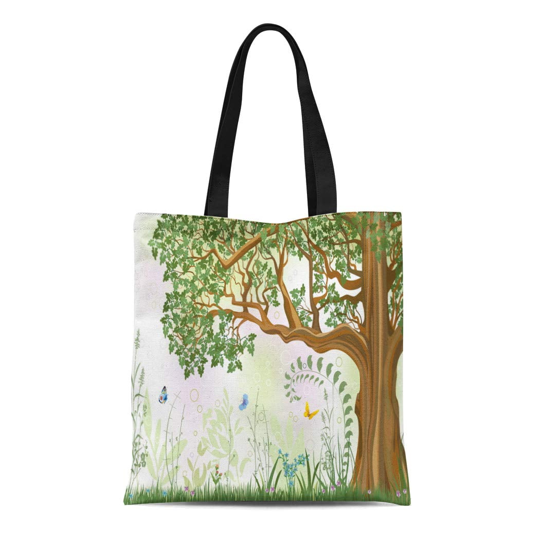 ASHLEIGH Canvas Bag Resuable Tote Grocery Shopping Bags Green Trunk Oak ...