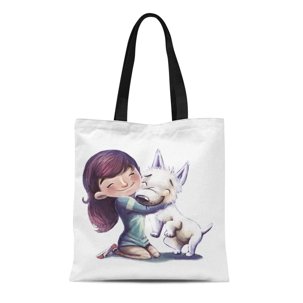 ASHLEIGH Canvas Bag Resuable Tote Grocery Shopping Bags Love Little ...