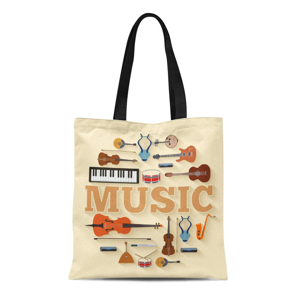 ASHLEIGH Canvas Tote Bag Music Instruments Circle Infographics for Your ...
