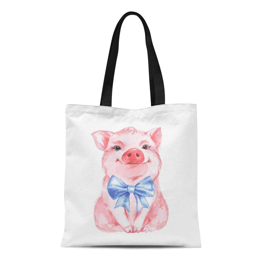 ASHLEIGH Canvas Bag Resuable Tote Grocery Shopping Bags Pink Drawn ...