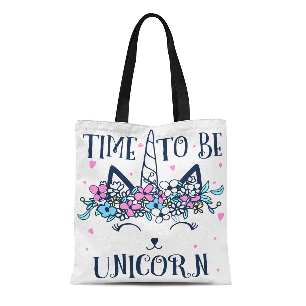 ASHLEIGH Canvas Bag Resuable Tote Grocery Shopping Bags Pink Girl Time ...