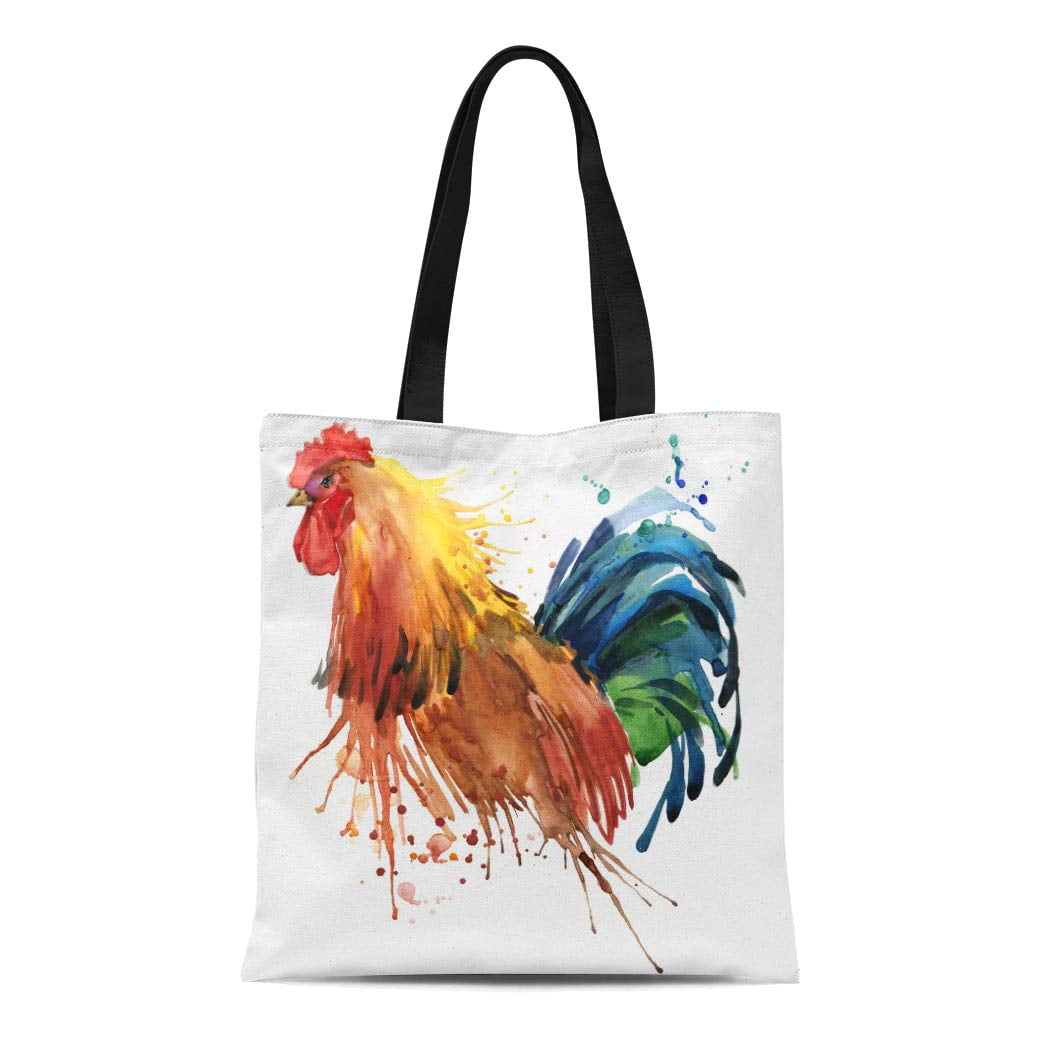 ASHLEIGH Canvas Bag Resuable Tote Grocery Shopping Bags Rooster ...